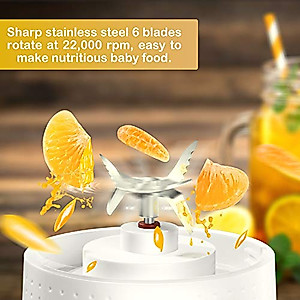 Personal Blender, Portable Blender USB Rechargeable, Linshuma Mini Blender Cup for Shakes and Smoothies, Fresh Fruit Juice Blender Bottle Electric for Travel Gym Office 6 Blades 380ML White