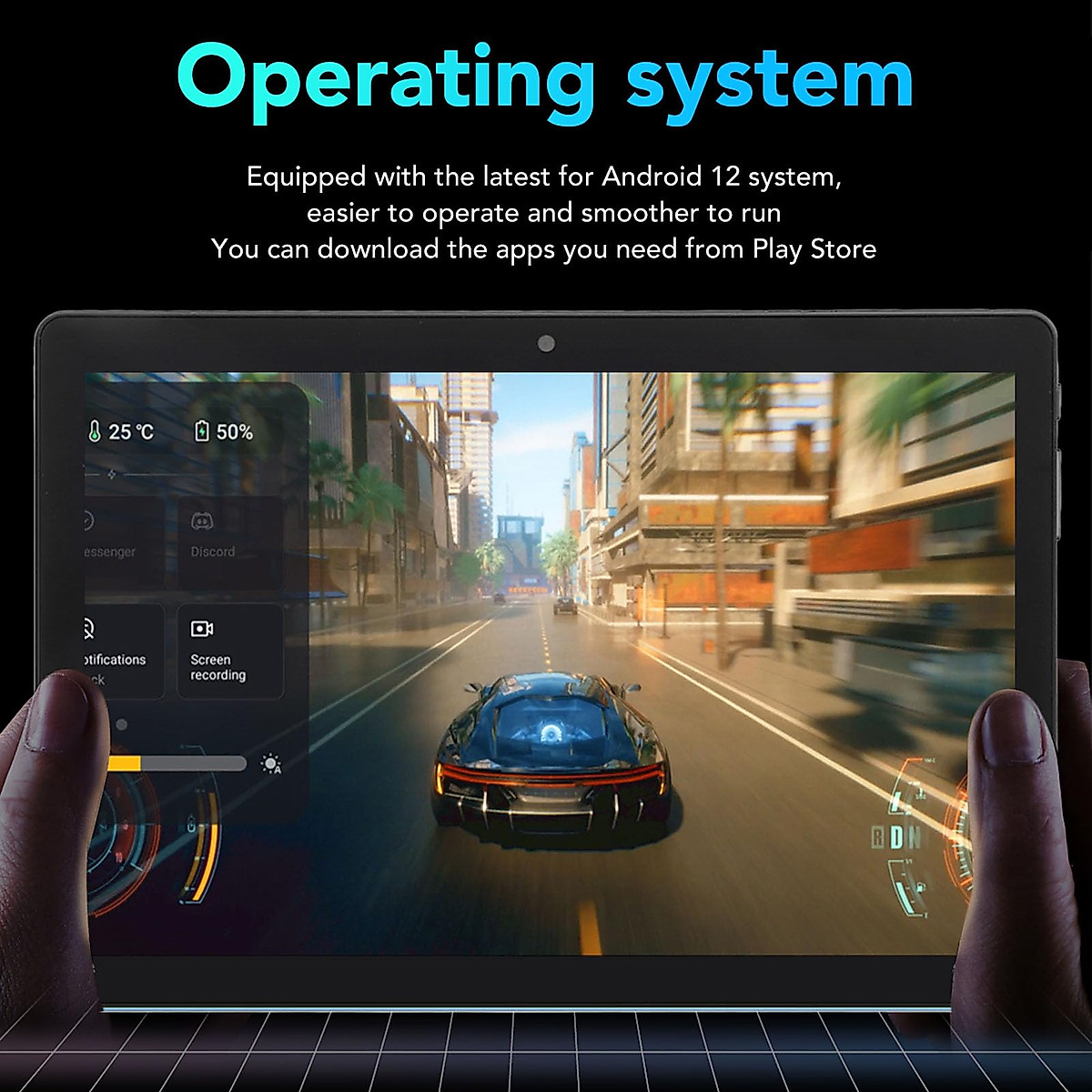 GLOGLOW Tablet PC, Front 8MP 6GB RAM 128GB ROM GPS 10.1 Inch 2 in 1 Tablet 2.4G 5G Dual Band WiFi 100-240V for Work for Learning for Android 12 (US Plug)