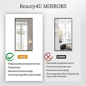 Beauty4U Beveled Edge Full Length Floor Mirror, 59" x 16" Free Standing Hanging or Leaning Body Mirror, Wall-Mounted Mirror Dressing Mirror for Bedroom, Bathroom, Black