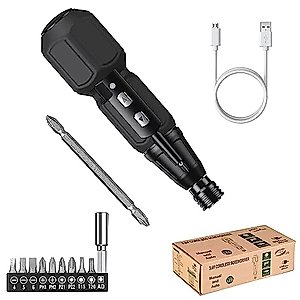Electric Screwdriver Cordless, GOSLMYY Rechargeable Portable 3.6V Automatic Rotational Repair Tool Screw Driver with LED Light, 6.35mm Dual Heads Bit, USB Charging Cable