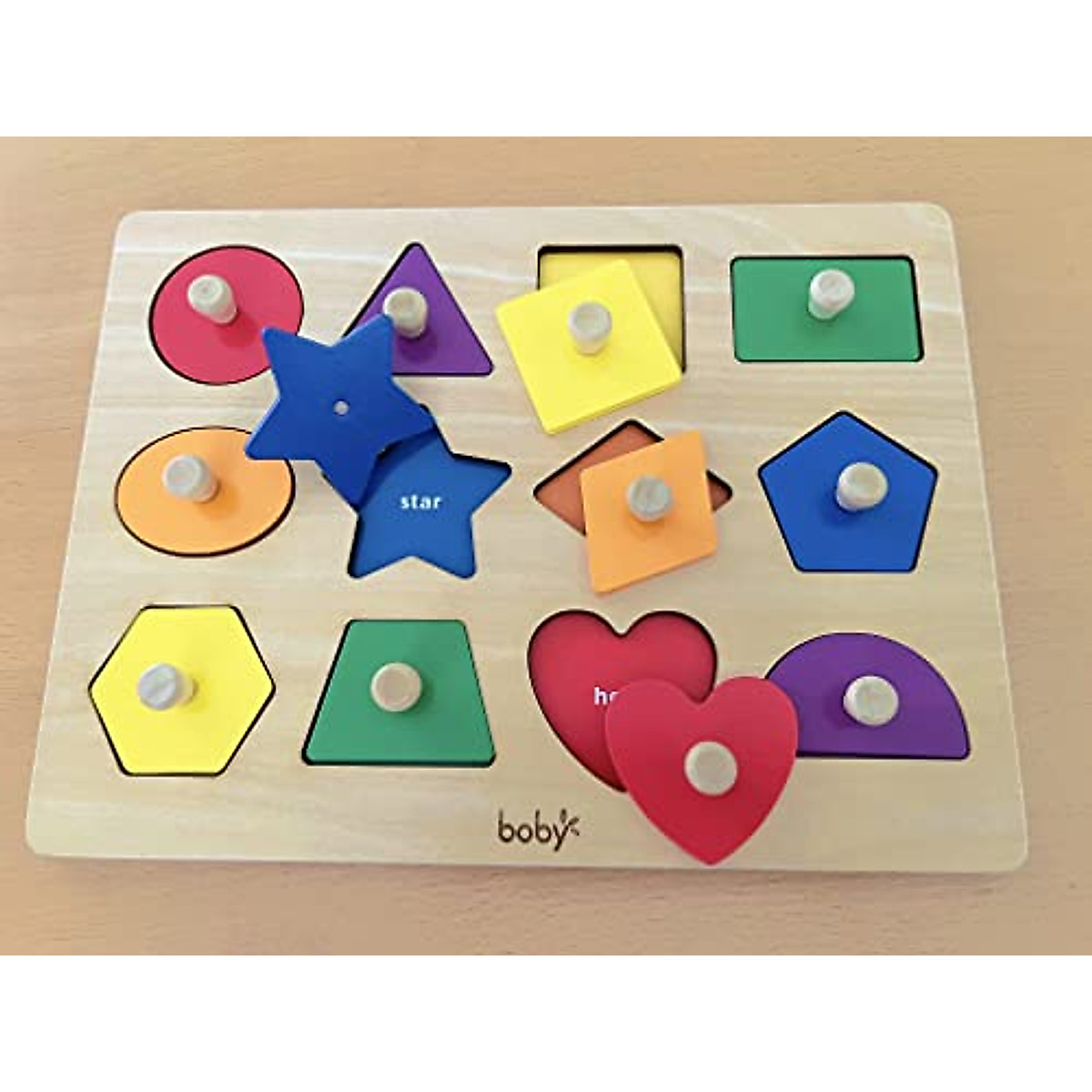 Dailyfunn Montessori Toy Shape Peg Puzzles Baby Puzzle 12-18-24 Months with Knob for Infant-Toddlers 1-3