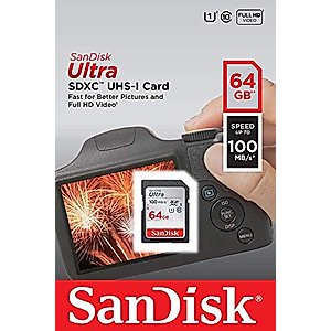 SanDisk 64GB SD Ultra Memory Card (5 Pack) UHS-I Class 10 SD Memory Card (SDSDUNR-064G-GN6IN) Bundle with (1) Everything But Stromboli Combo Card Reader