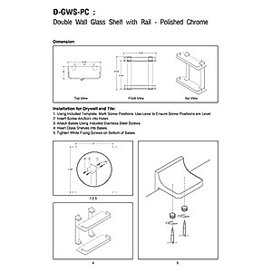 MODONA Double Glass Wall Shelf with Rail – Polished Chrome – 5 Year Warrantee