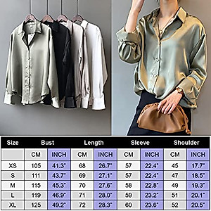 Pantete Womens Satin Silk Button Down Shirt Long Sleeve Casual Office Blouse Top Breathable & Silky White