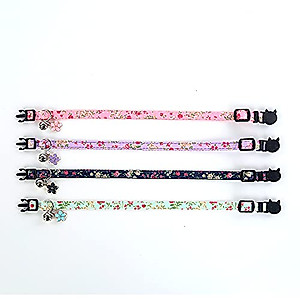 NISYYE Breakaway Cat Collar with Bell, 4 Pack Safety Adjustable Cat Collars Set