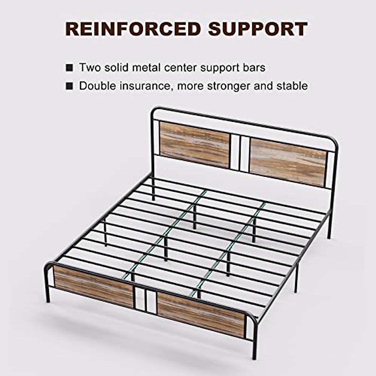 IKIFLY California King Bed Frames, Metal Cal King Platform Bed Frame with Wood Headboard/Footboard, Strong Steel Slats Support, Easy Assembly, No Box Spring Needed - Wood Brown