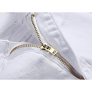 Men's White Skinny Slim Fit Stretch Straight Leg Fashion Jeans Pants, 33W