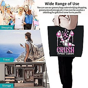 Coirtbom Crush Breast Cancer Awareness Tote Bag Ladies Cute Shopping Bag Large Capacity Shoulder Bag Work Fit Fashion Handbag Organizer