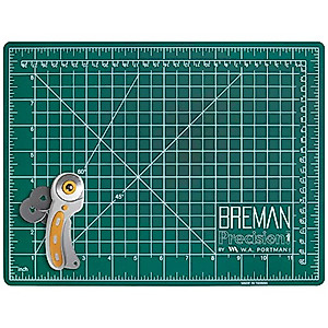 WA Portman Self Healing Cutting Mat and Rotary Cutter Set - 9x12 Inch Rotary Cutter Mat - 45mm Rotary Cutter and Mat - 5 Extra Rotary Fabric Cutter Blades - Ideal Sewing Mat Set for Craft Supplies