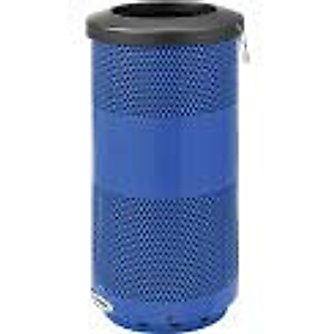 Global Industrial 20 Gallon Perforated Steel Receptacle with Flat Lid, Blue