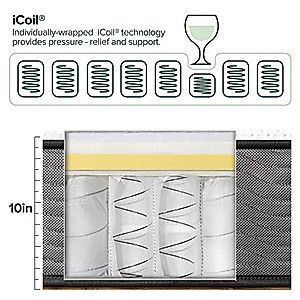 ZINUS 10 Inch Support Plus Pocket Spring Hybrid Mattress, King, Strong Coils for Durable Support, Pocket Innersprings for Motion Isolation, Mattress in A Box