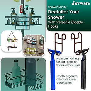 Jovware Bronze Shower Caddy Hooks, Shower Caddy Hooks Bronze, Razor Hanger for Shower, Bronze Shower Shelf Hooks, Shower Hooks for Loofah, Bronze Razor Holder 2 Pack Open