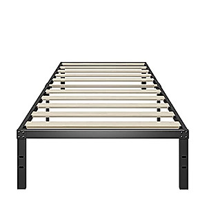 ZIYOO Twin Size Bed Frames, 18 Inch Tall, 3 Inches Wide Wood Slats with 2500lbs Support for Mattress, No Box Spring Needed, Noise Free, Non-Slip, Easy Assembly