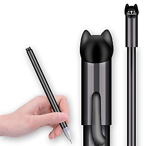 IBosins 12 Pieces Cute Cat Pen 0.5 mm Gel Kawaii Pens Black Ball Point Japanese Pens for Cat School Office Supplies Kawaii Accessories for Cat Lovers