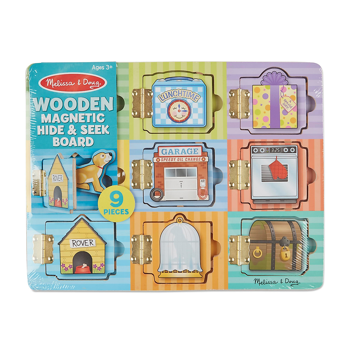 Melissa & Doug Hide and Seek Wooden Activity Board With Magnets Puzzles For Toddlers And Kids Ages 3+