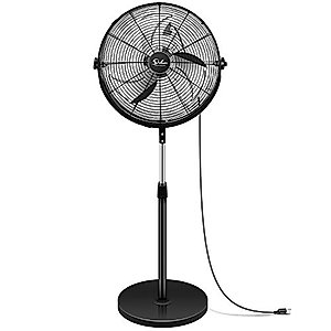 Simple Deluxe 18 Inch Pedestal Standing Fan, High Velocity, Heavy Duty Metal For Industrial, Commercial, Residential, Greenhouse Use, Black