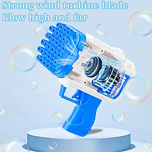 Blue Bubble Gun Machine for Kids, Outdoor Indoor Summer Automatic Toys Birthday Gifts for 1 2 3 4 5 6 7 8 + Years Old Toddlers Girls Boys Wedding Party Include Bubble Solution