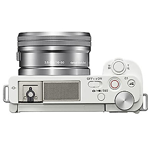 Sony ZV-E10 Mirrorless Camera with 16-50mm Lens (White) Video Bundle + LED Video Light + Microphone + Extreme Speed 64GB Memory(21pc Bundle), ILCZV-E10L/W