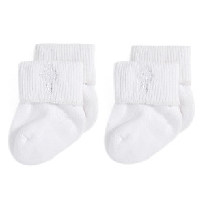 EPEIUS Baby Christening Socks Infants Baby Girls/Boys Turn cuff Baptism Socks with Cross Embroidery,White,3-12 Months
