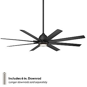 WAC Smart Fans Mocha XL Indoor and Outdoor 8-Blade Ceiling Fan 66in Matte Black with 3000K LED Light Kit and Remote Control works with Alexa and iOS or Android App