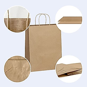 AlexHome 30 Pcs Brown Paper Bags with Handles,5.8 x 3.2 x 8.2 Inches,Size Small,Paper Gift Bags,Kraft Paper Bags Bulk for Grocery/Business Owners/Shopping/Party/Goody/Retail/Takeouts/Birthday/christmas,Brown,Small,30 Pcs