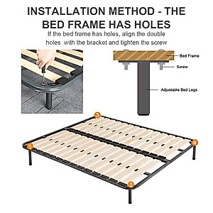 Skuehod Metal Adjustable Bed Legs Replacement Set of 4,Center Support Legs for Steel Bed Frame Slat Support (7"-13")