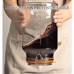 Folinstall Super Wide Mouth Glass Storage Jar with Airtight Lids, 1 Gallon Large Mason Jars with 2 Measurement Marks, Large Capacity for Pickle Jar, Overnight Oats