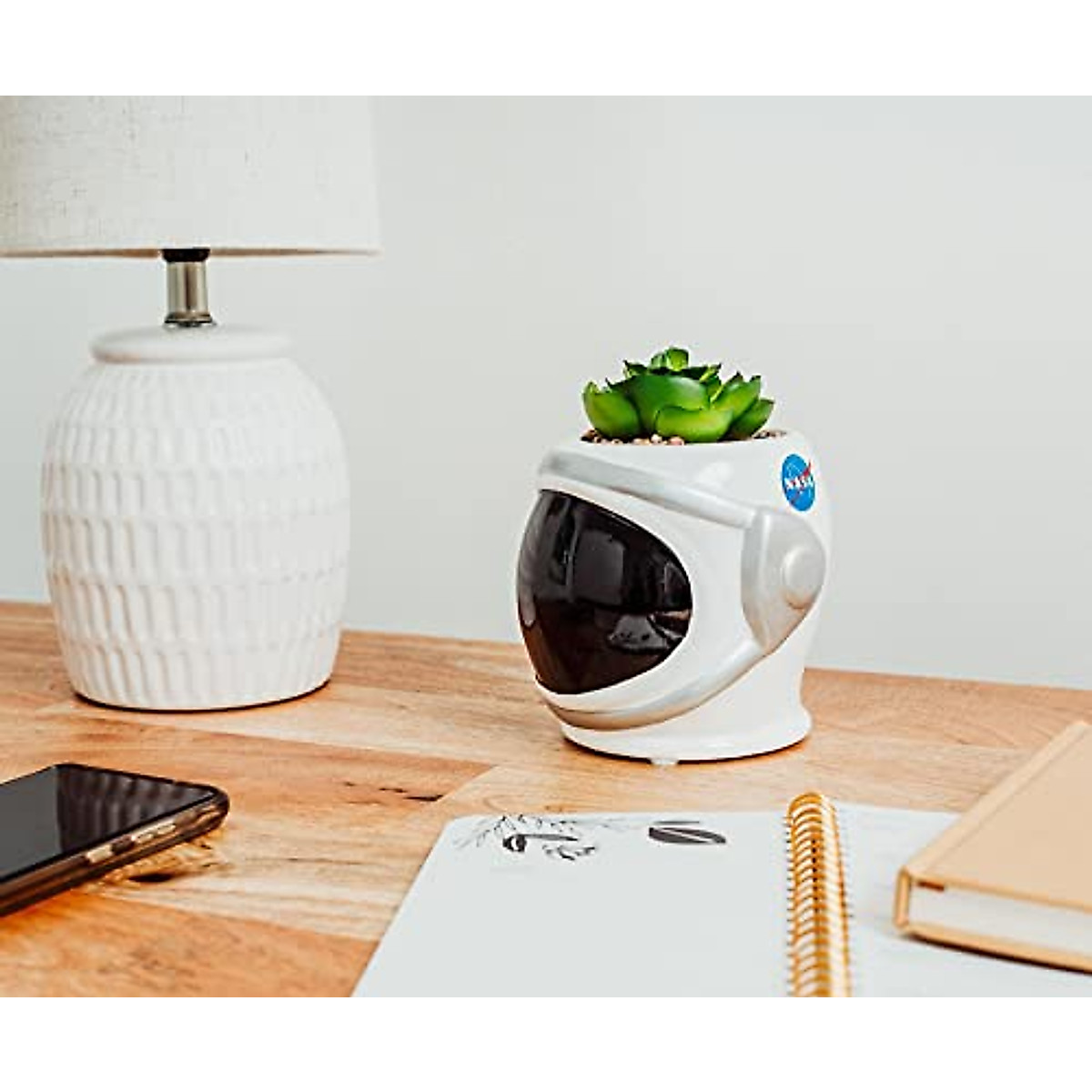 Silver Buffalo NASA Astronaut Decorative Artificial Faux Greenery Plant in Ceramic