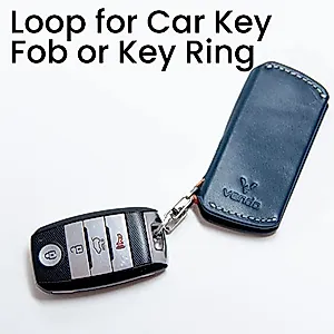 Vendo Key Cover I Premium Leather Key Holder | Woven Fabric Key Case I Minimalist Bifold Design I Portable Water-Resistance I Super Slim Design I Magnetic Closure I Hook Up to 8 Keys & Car Key