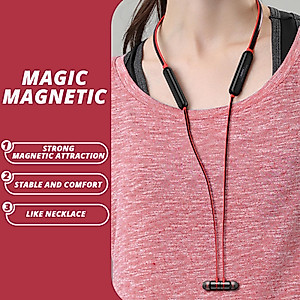 Xmenha Neckband Bluetooth Headphones Earbuds Magnetic Wireless Around The Neck Ear Buds Wired Retractable Waterproof Sports Long Battery Life