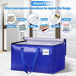 SpaceHacks 4 Pack-93L Heavy Duty Moving Bags, Moving Boxes with Reinforced Handles ＆ Premium Zippers, Storage Totes for Space Saving, Packing ＆ Moving Storage