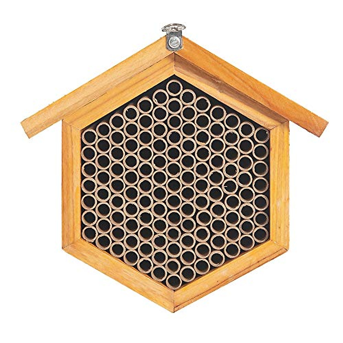 Mason Bee House - Handmade Natural Wooden Bee Hive Coated with Wax for Water-Proof and Long Service Life - Attracts Peaceful Bee Pollinators to Enhance Your Garden's Productivity