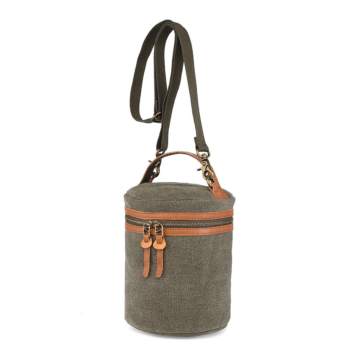 TSD Brand Pine Hill Canvas Bucket Bag (Olive)