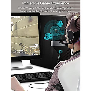 VIOY Headphone Splitter for Computer [3FT/1M], CTIA 3.5mm Female TRRS to 2 Male TRS Audio Jack Adapter with Separate Microphone and Earphone Converter for Gaming Headset to PC…