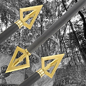 maifield Broadheads Fixed Blade One-Piece 100/125 Grain. 1inch Cut Hunting Crossbow Broad Head Archery Arrow Tip 3Pack (Gold,Pack of 3)