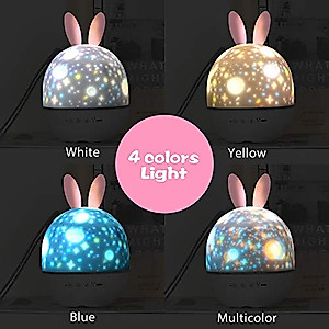 Night Light for Kids,Rotating Starry Night Light Projector with Remote Control,6 Films,USB Rechargeable,Soothe Musics,Bedside Lamp Nursery Light for Baby,Boys,Girls Birthday,Christmas Gift (White)