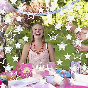 Confetti Star Confetti Birthday Party Scatter Wedding Party Sequins Glitter Metallic Table Decoration for Anniversary Birthday Retirement Weeding event Supplies.(Star 2 Size Silver)