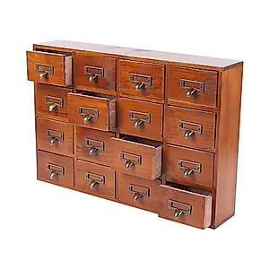 LOYALHEARTDY Desk Drawer Organizer,Wooden Storage Box with 16 Drawers,Home Office Desk Organization and Storage,Rustic Storage Drawers Dressers for Bedroom,Traditional Apothecary Cabinet