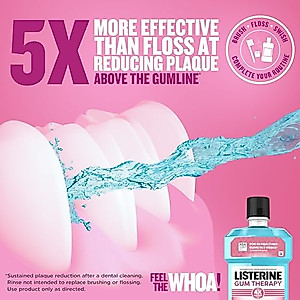 Listerine Gum Therapy Antiplaque & Anti-Gingivitis Mouthwash, Oral Rinse to Help Reverse Signs of Early Gingivitis like Bleeding Gums, ADA Accepted, Glacier Mint, 1 L