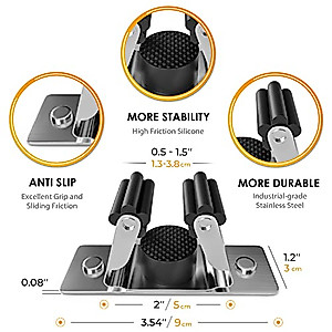 SAYONEYES Screw and Adhesive Broom Holder Wall Mount - Heavy Duty SUS304 Stainless Steel Single Broom and Mop holder for Laundry Room, Garden, Garage – 2 Pack (Black)