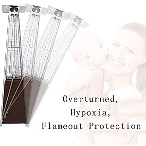 Outdoor Patio space heater 13KW Pyramid Patio Liquefied Gas Heater, Flameout And Overturn Protection Table Top Glass Tube Gas Heater, Perfect For Garden, Under Gazebo Space Heating ( Color : Brown )
