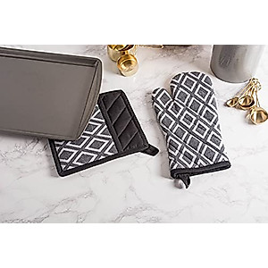 DII Black & White Diamond Collection Kitchen Essentials, Potholder Set, 2 Piece