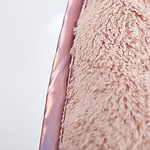 Urban Shop Faux Fur with Holographic Trim Foldable Saucer Chair, Blush