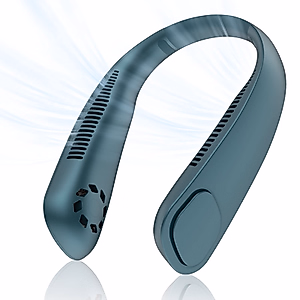 DreiWasser 9000mAh Neck Portable Fan Rechargeable Batteries, Type-C Charging Personal Neckband Fan, Bladeless, 360° Bendable Head, Low Noise for Sports Running Travel Camping fishing (Dark Green)