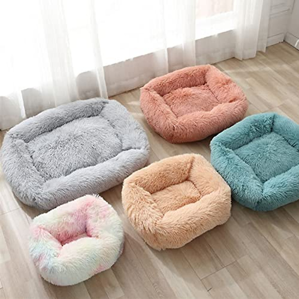 LQUOXH Dog Beds House Sofa Square Cotton Plush Mat for Small Medium Dogs Large Cat House Pet Bed (Color : Coffee, Size : Small)