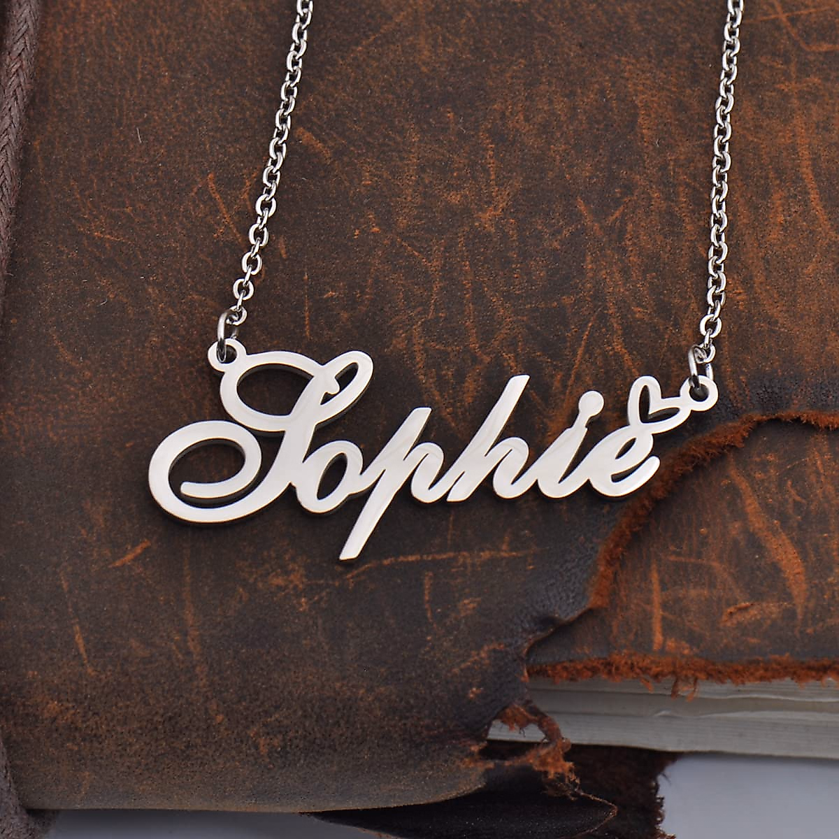 HUAN XUN Initial Name Necklaces Silver for Women Lacey Necklace Heart Pendant Jewelry for Christmas