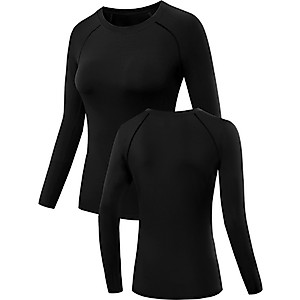 NELEUS Women's 3 Pack Compression Workout Shirt,8021,Black,M,Tag L