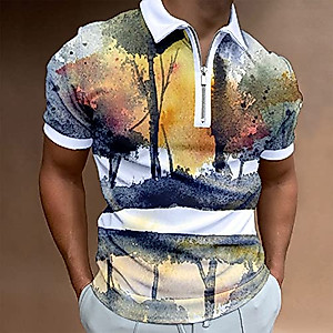 Mens T Shirts Short Sleeve, Men's Polo Shirts Men Shirts Casual Mens Polo Shirts Short Sleeve, Mens Golf Polo Mens Polo Shirts Mens Slim Fit Polo Shirts, Shirts for Men(1-Yellow,XX-Large)