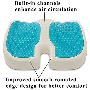 TravelMate Gel-Enhanced Memory Foam Seat Cushion – Perfect for Office Chair & Car Seat Cushion – Helps Relief from Tailbone Pain – Reduce Pressure on Coccyx & Hip – Non-Slip Washable Cover