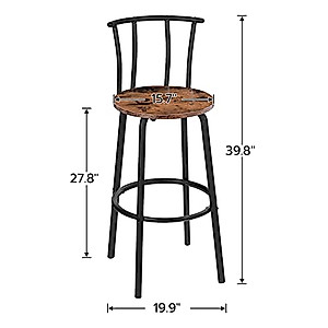 HOOBRO Bar Table and Chairs Set and High Counter Stools Bundle,3-Piece Breakfast Table Set for Kitchen Living Room, Dining Room, BF52BT01-BF04BY01G1